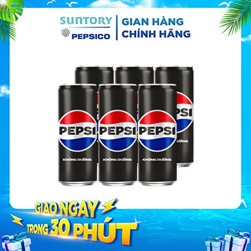 Lốc 6 Nước Pepsi Black Lon 320ml Pepsi | Giao gấp từ 7-Eleven gần nhất (24 trên 7)