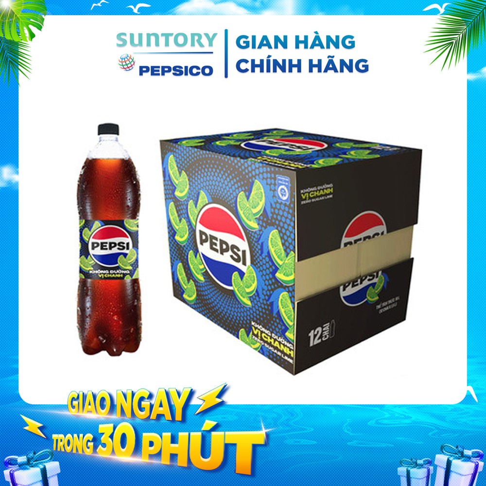 Thùng 12 Nước Pepsi Chanh Chai 1.5L Pepsi | Giao gấp từ 7-Eleven gần nhất (24 trên 7)