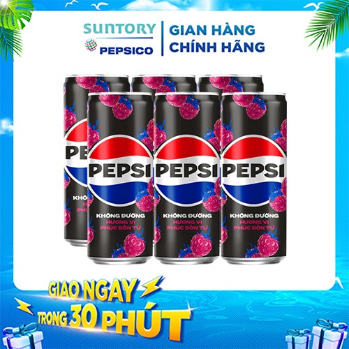 Lốc 6 Nước Ngọt Pepsi Phúc Bồn Tử Lon Cao 320ml Pepsi | Giao gấp từ 7-Eleven gần nhất (24 trên 7)