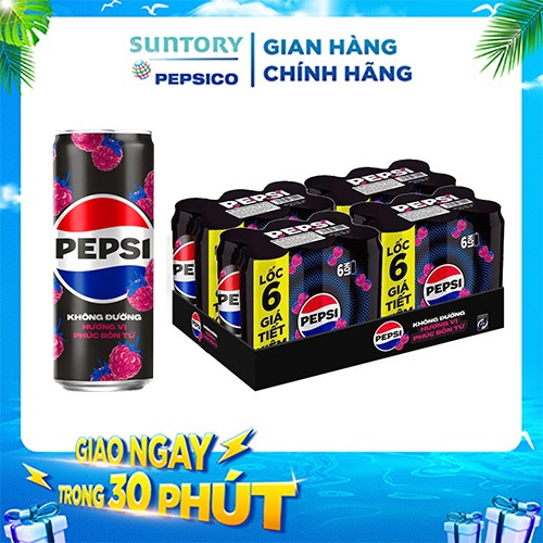 Thùng 24 Nước Ngọt Pepsi Phúc Bồn Tử Lon Cao 320ml Pepsi | Giao gấp từ 7-Eleven gần nhất (24 trên 7)