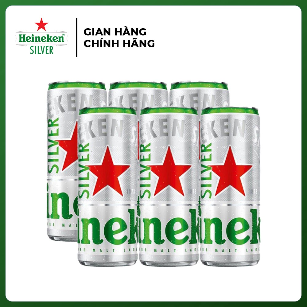 Lốc 6 Bia Heineken Bạc Lon Cao 330ml -tiger Heineken | Giao gấp từ 7-Eleven gần nhất (24 trên 7)