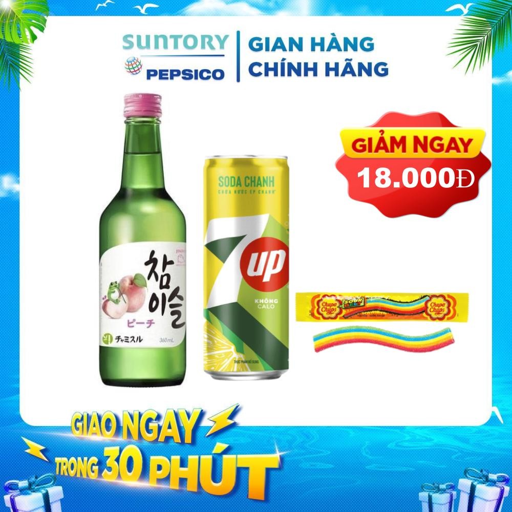 Combo Rượu Soju Nho, 7Up Soda Chanh lon 320ml, Kẹo Dẻo Chupachup ...