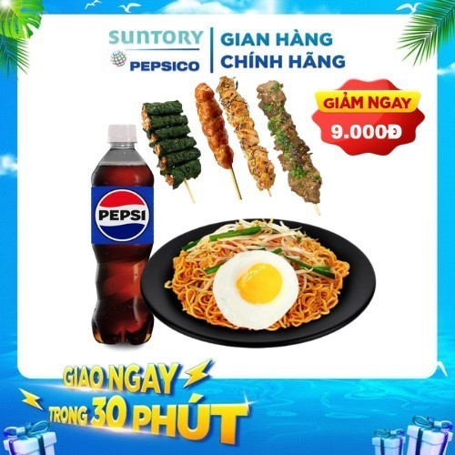 Combo Mì Trộn Trứng , Xiên Que (tùy chọn) và Pepsi Chai 600ml -pepsi 7 ...